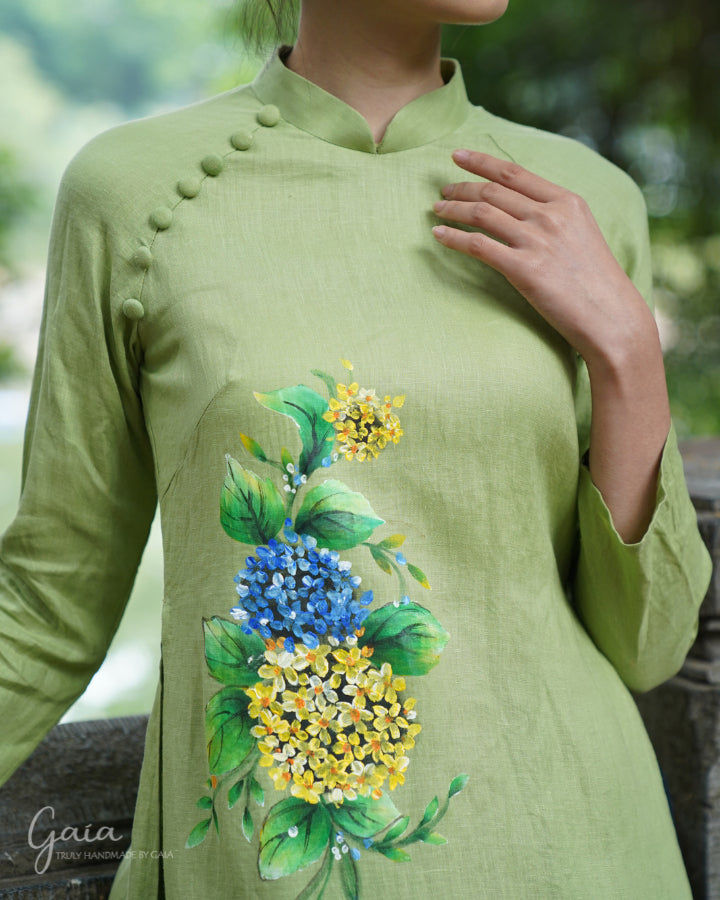 Hand-painted linen Vietnamese wedding costume – MadebyGaia