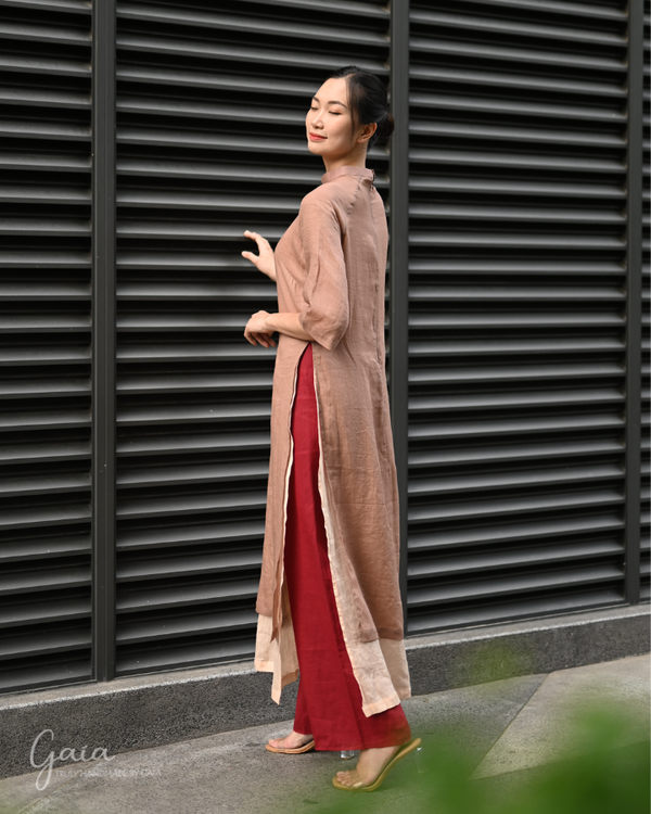 Linen 2-layer long traditional dress for women LA-W48 – MadebyGaia