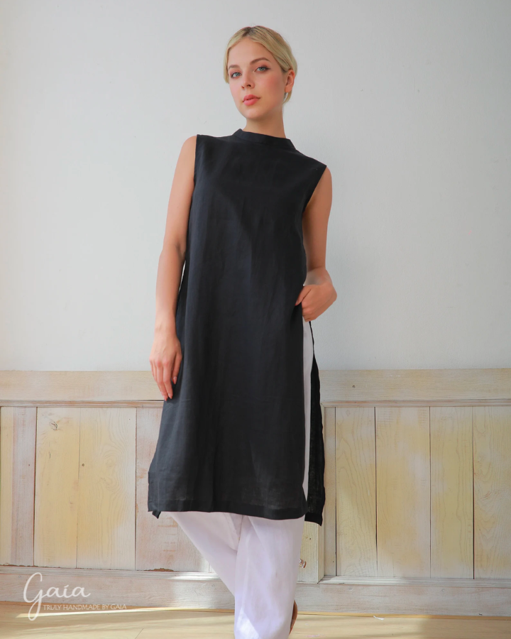 Linen loose traditional Vietnamese with pants LA-W24 – MadebyGaia