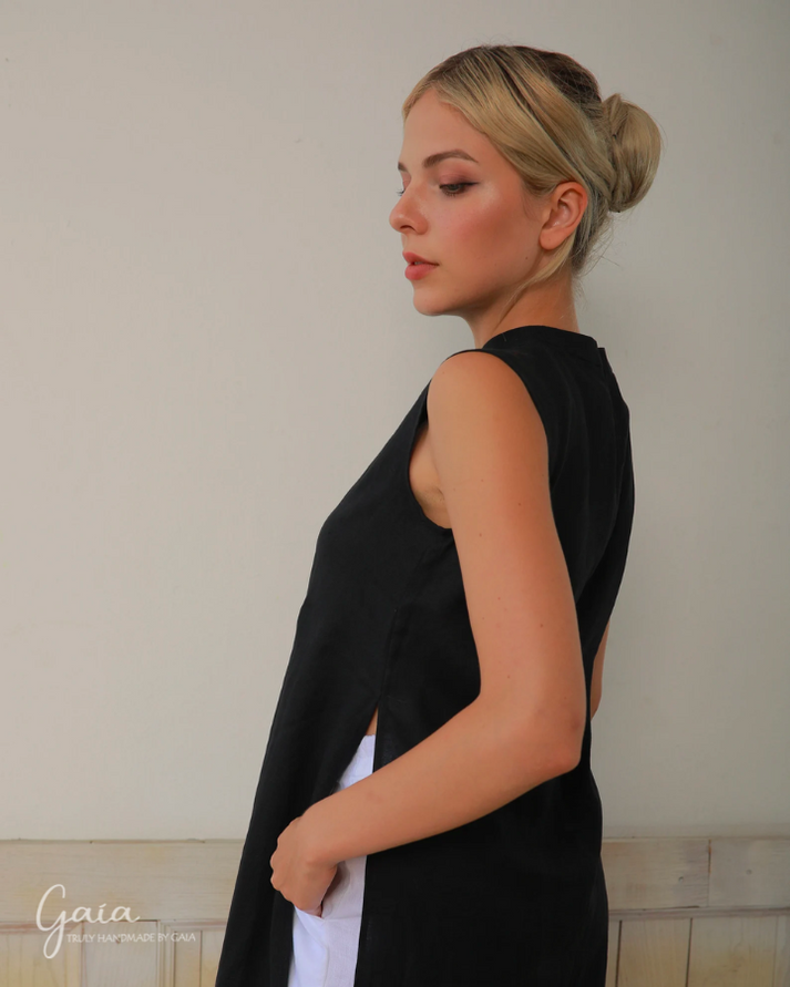 Linen loose traditional Vietnamese with pants LA-W24 – MadebyGaia