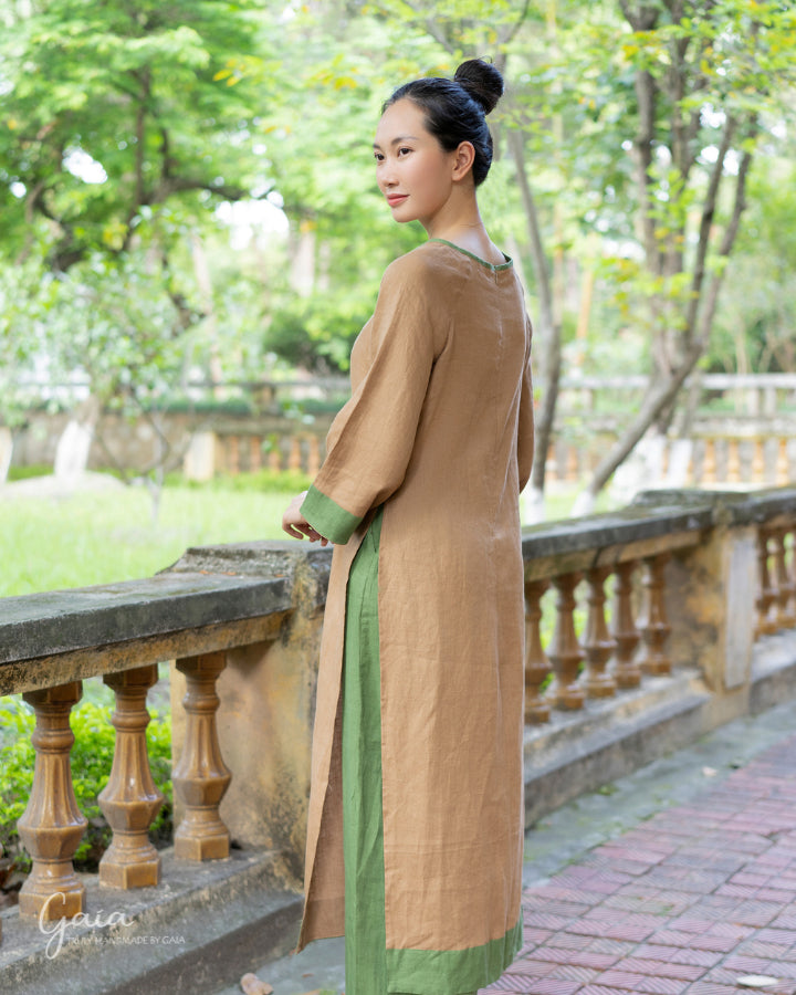 Linen Vietnamese tunic dress LA-W05 – MadebyGaia