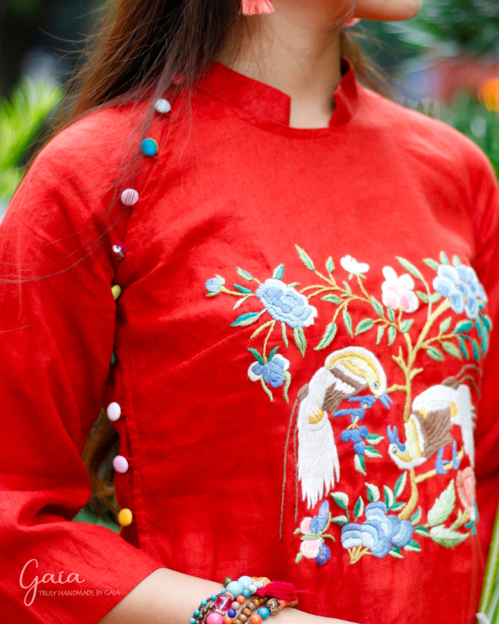 Hand-embroidered Vietnamese wedding dress traditional ELA-W31 – MadebyGaia