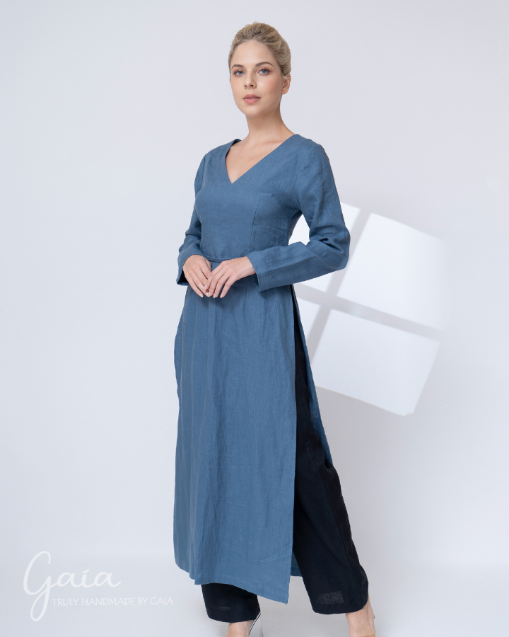 Oversized linen tunic set with long sleeves SADIE – MadebyGaia
